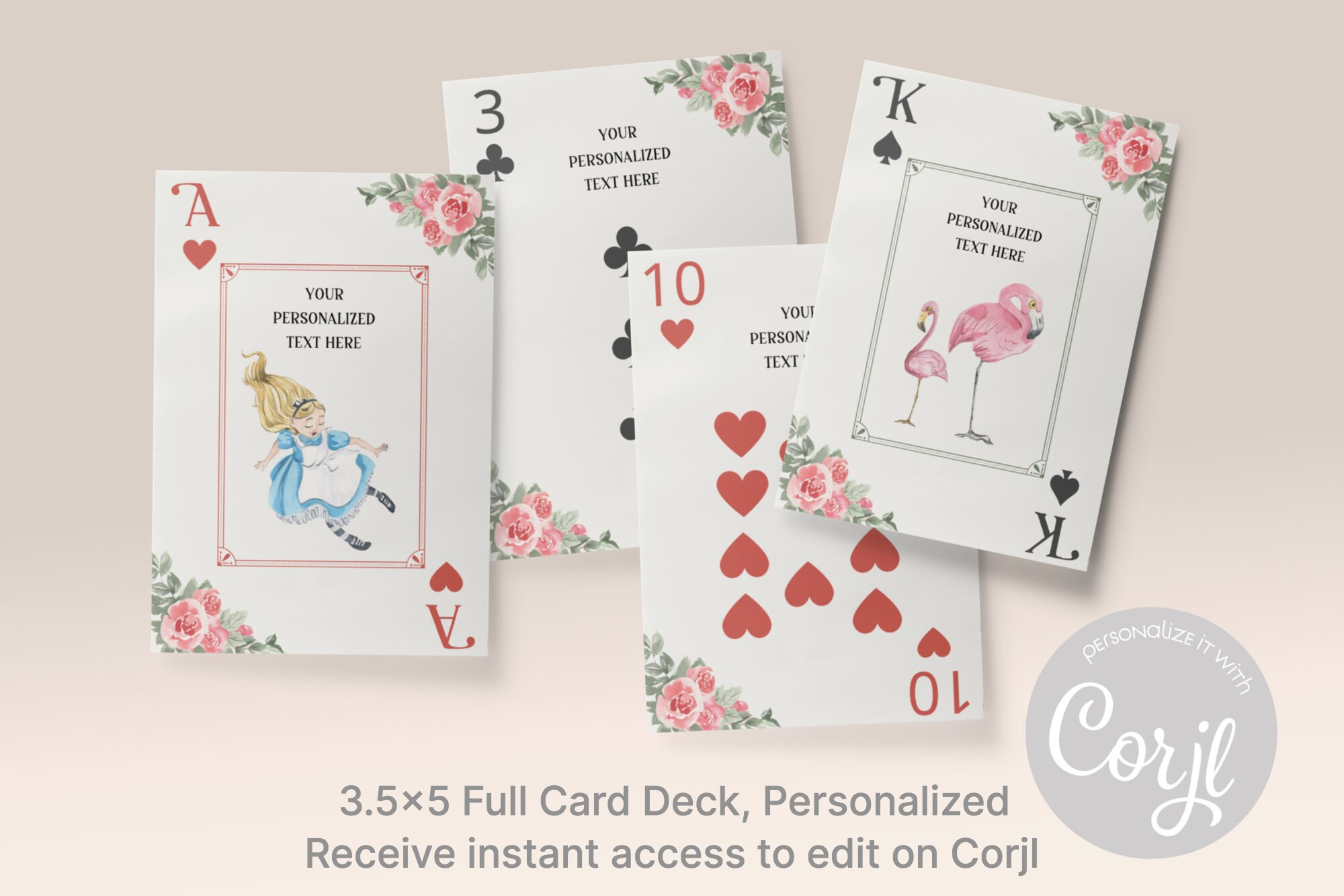 Printable Wonderland Jumbo Card Deck Editable Wonderland Table Numbers ...