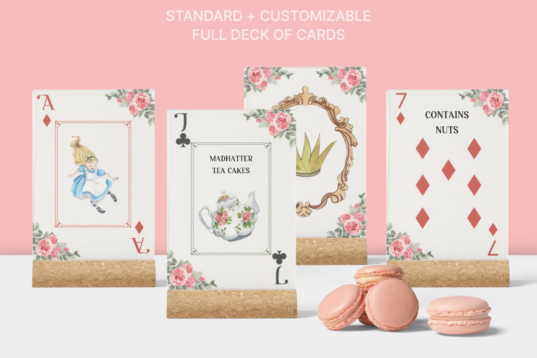 Printable Wonderland Jumbo Card Deck Editable Wonderland Table Numbers ...