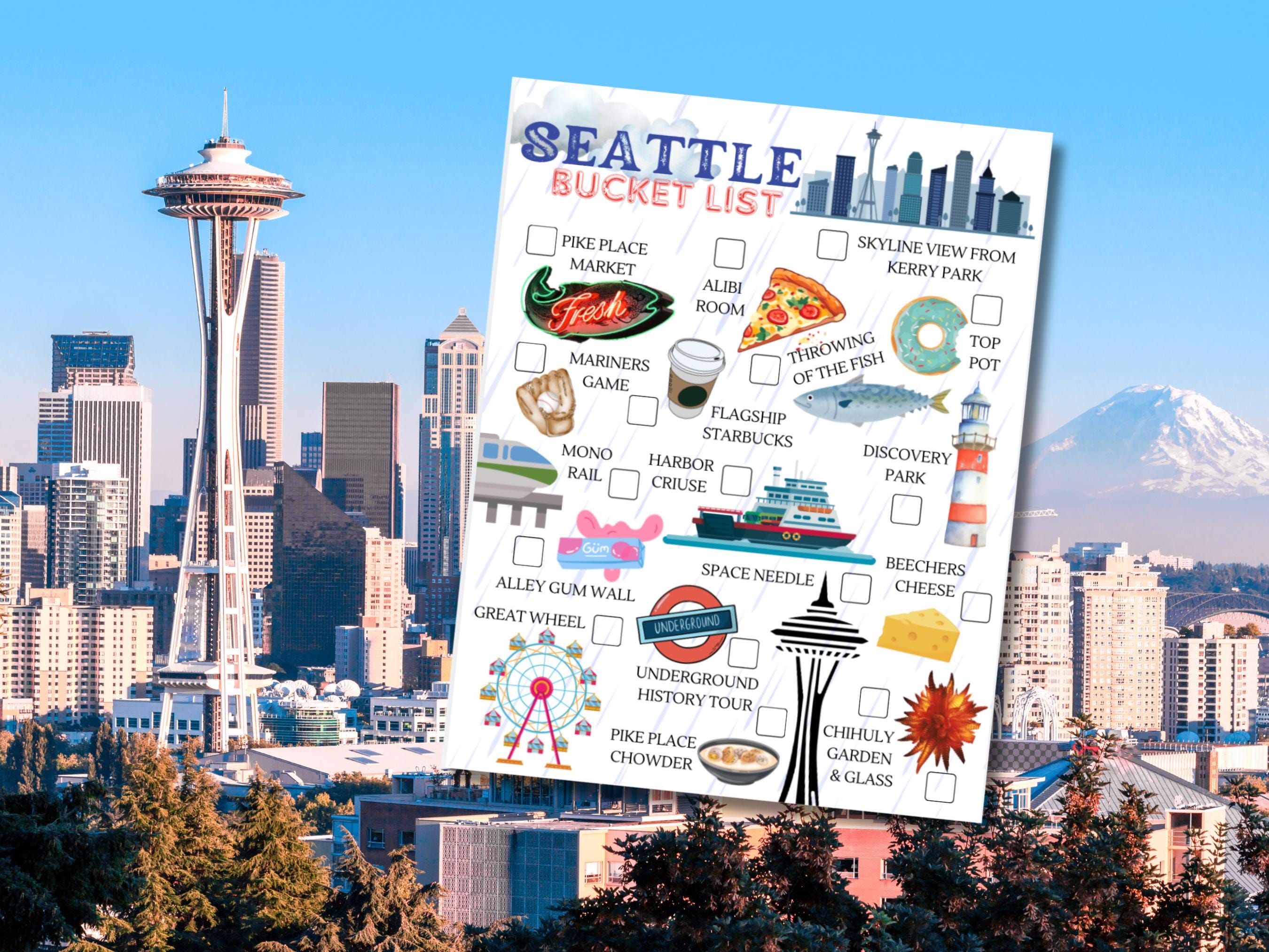 Seattle Bucket List / Illustrated Travel Checklist / Emerald City Must ...