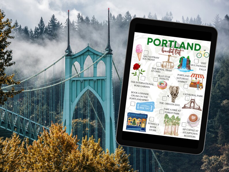 Portland Bucket List / Printable Bespoke Adventures List / PDX City ...