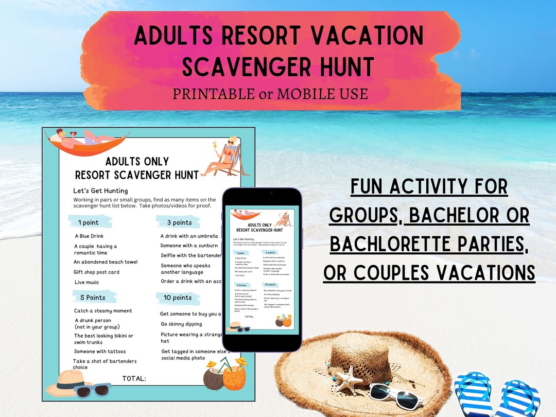 Adults Vacation Resort Scavenger Hunt Group Vacation Game for Friends ...