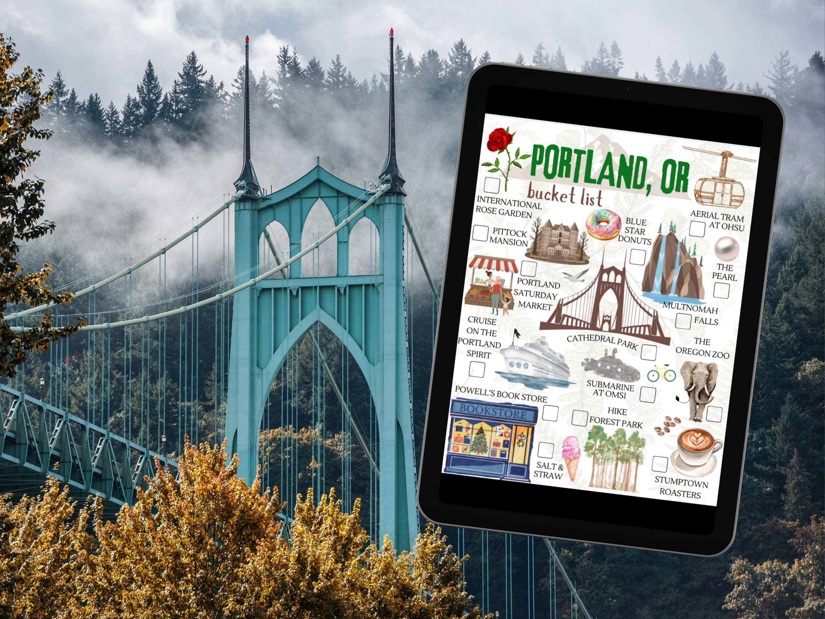 Portland Bucket List Printable Bespoke Adventures List PDX City Must ...