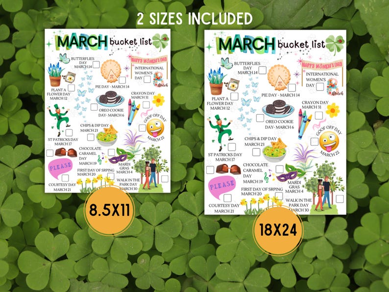 March Bucket List Printable Celebrating National Days of March - Etsy