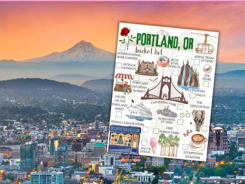 Portland Bucket List Printable Bespoke Adventures List PDX City Must ...