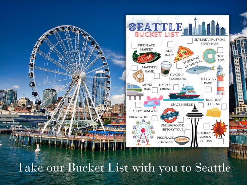Seattle Bucket List / Illustrated Travel Checklist / Emerald City Must ...