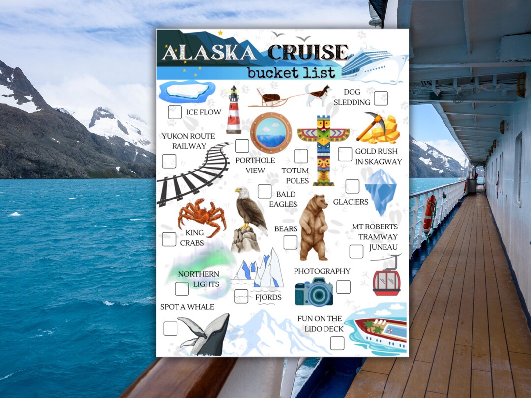 Alaska Cruise Bucket List / Printable Illustrated Alaskan Vacation ...