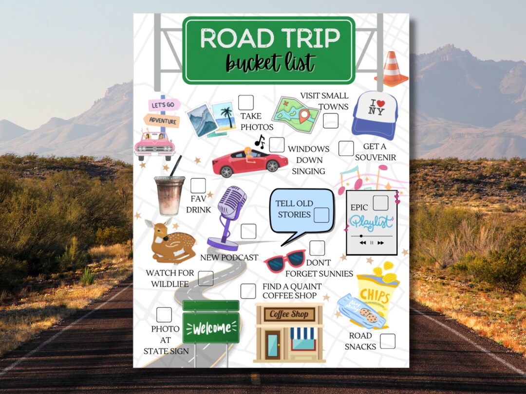 Road Trip Bucket List / Illustrated Adventure Guide/ Bespoke Gift - Etsy