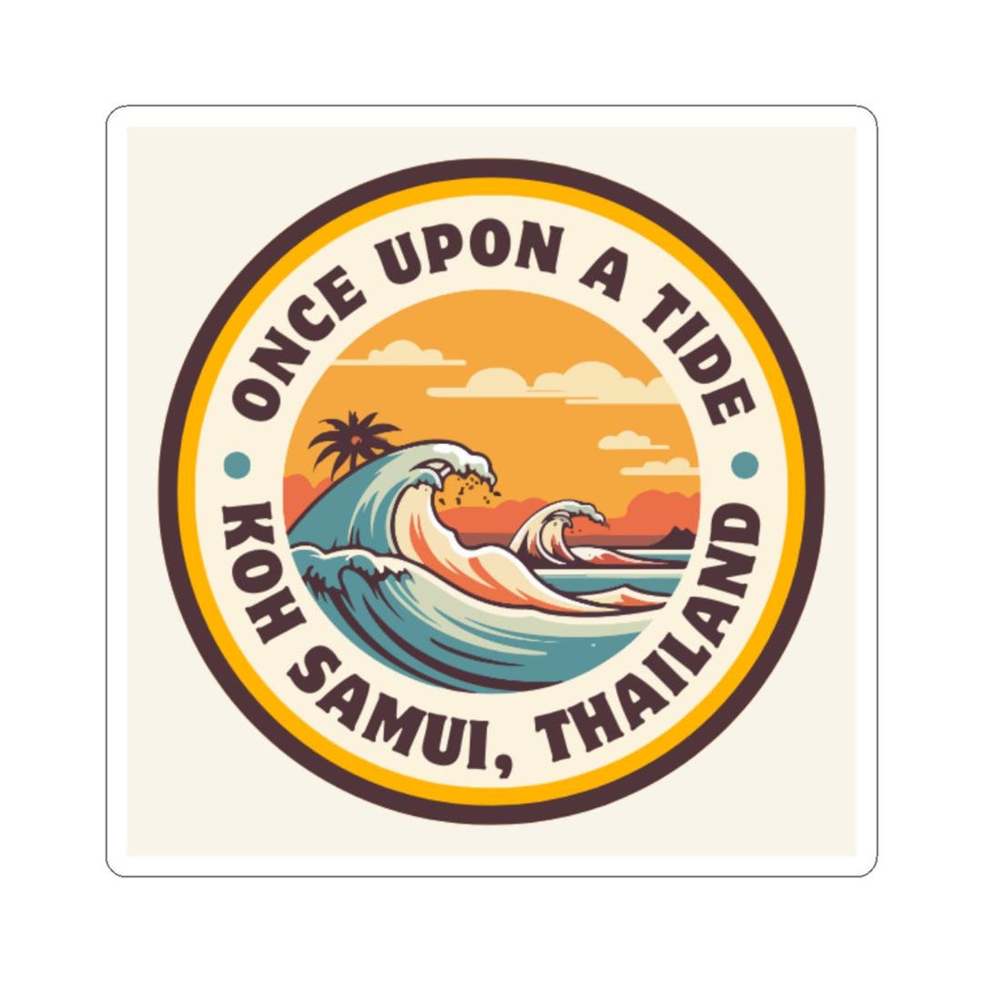 Koh Samui Travel Stickers, Retro Beach Scene, Thailand Decor, Tropical ...