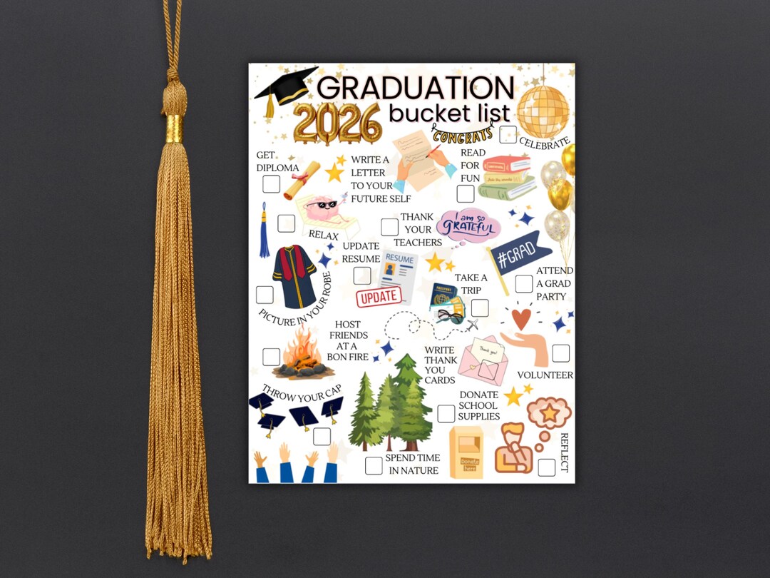2026 Graduation Bucket List / Illustrated Checklist for Graduates - Etsy