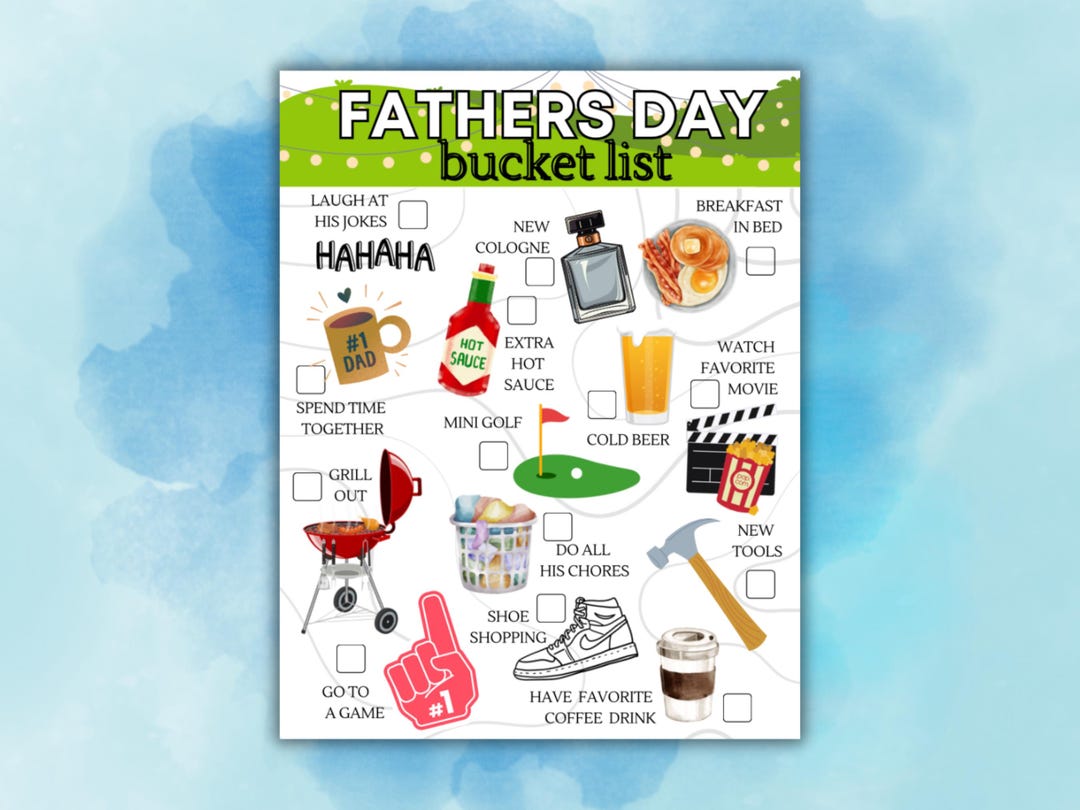 Fathers Day Bucket List / Illustrated Gifts for Dad's Appreciation ...