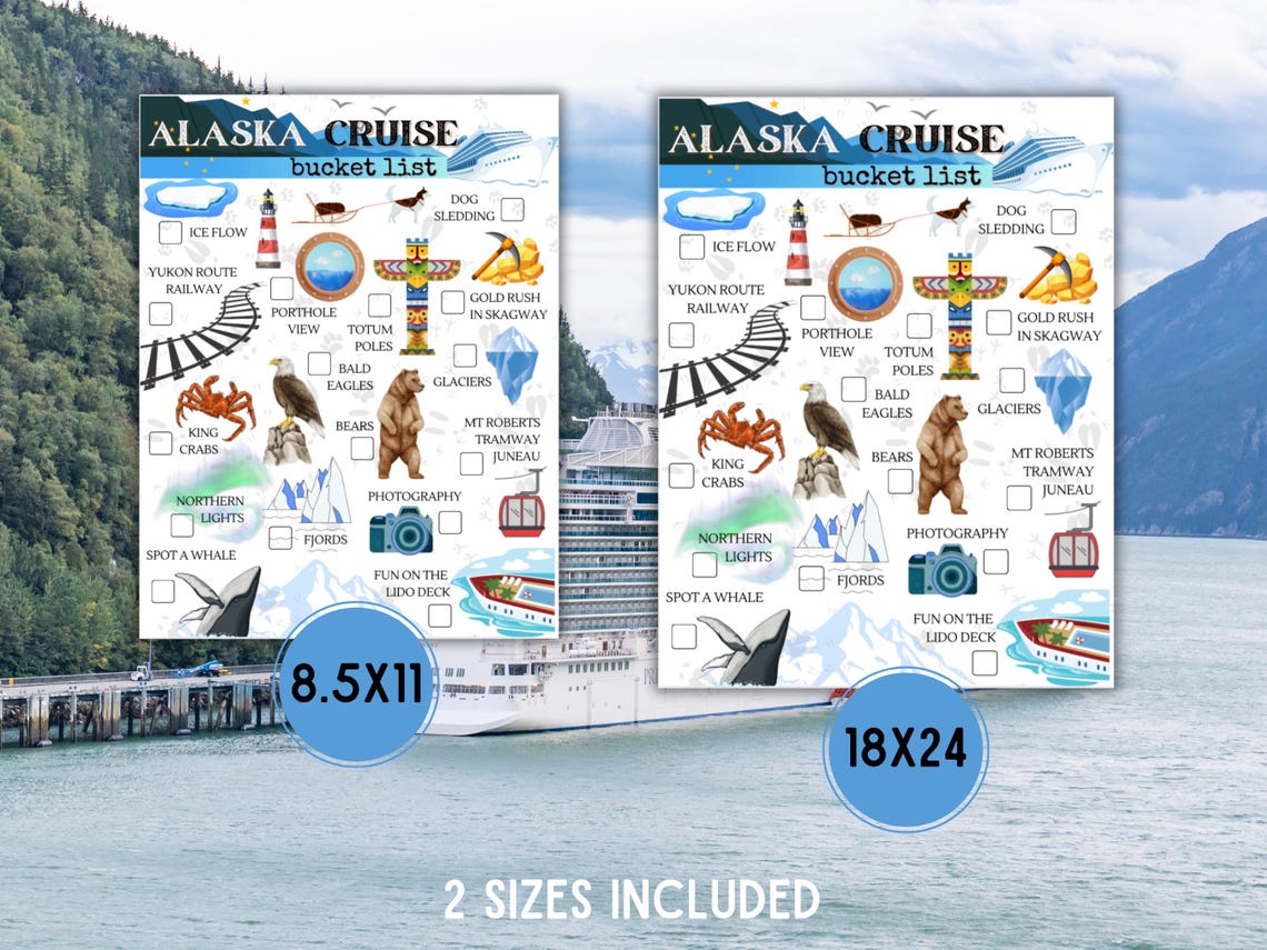 Alaska Cruise Bucket List / Printable Illustrated Alaskan Vacation ...