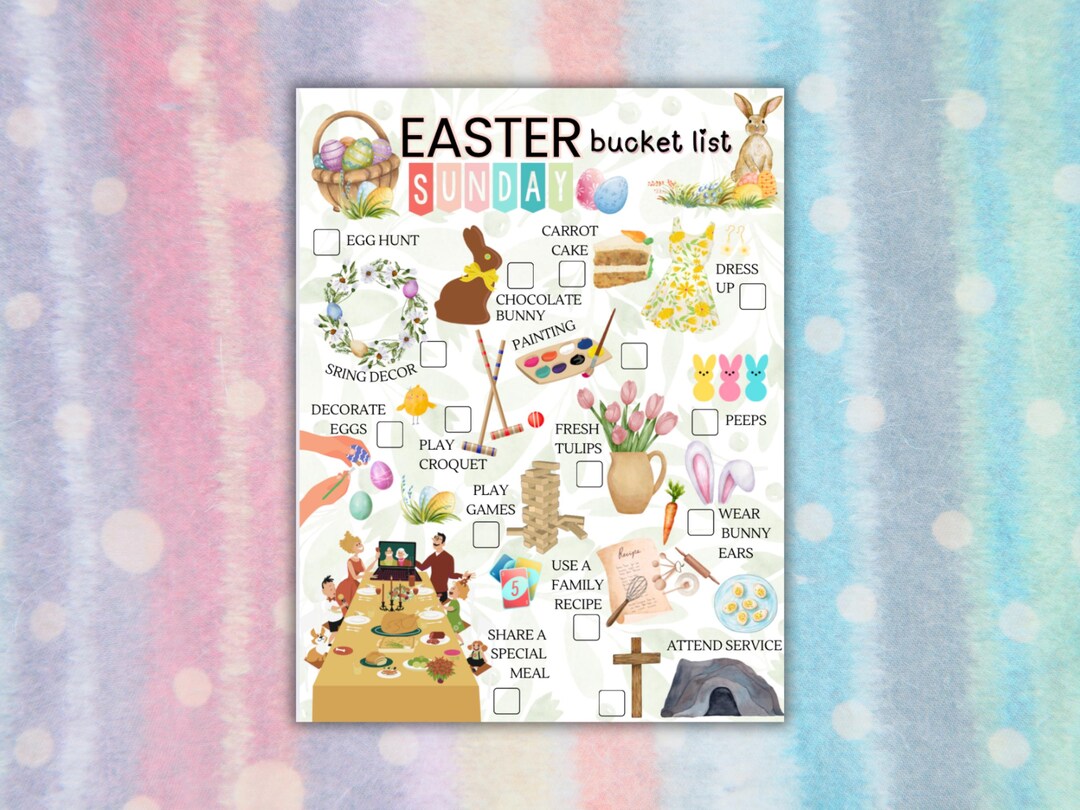 Easter Bucket List Illustrated Checklist Celebrating Easter Sunday ...
