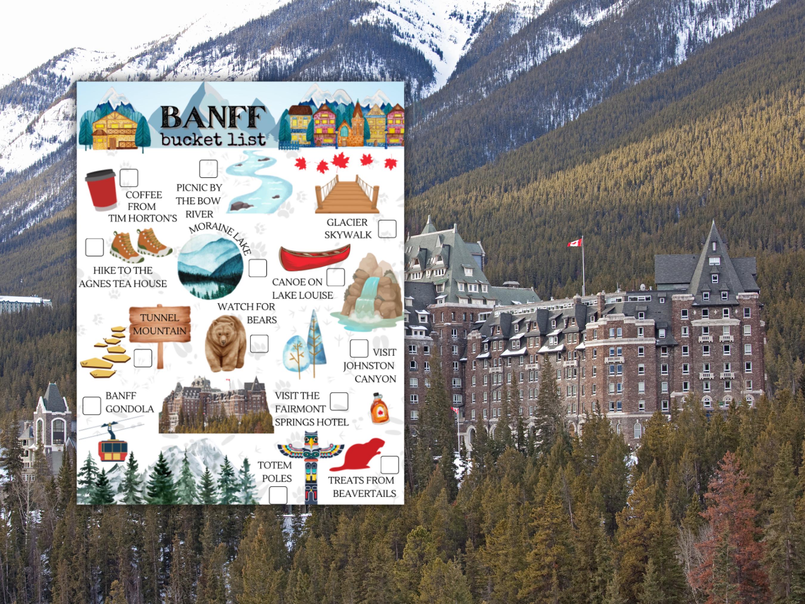 Banff Bucket List Printable Illustrated Checklist for Visiting Banff ...