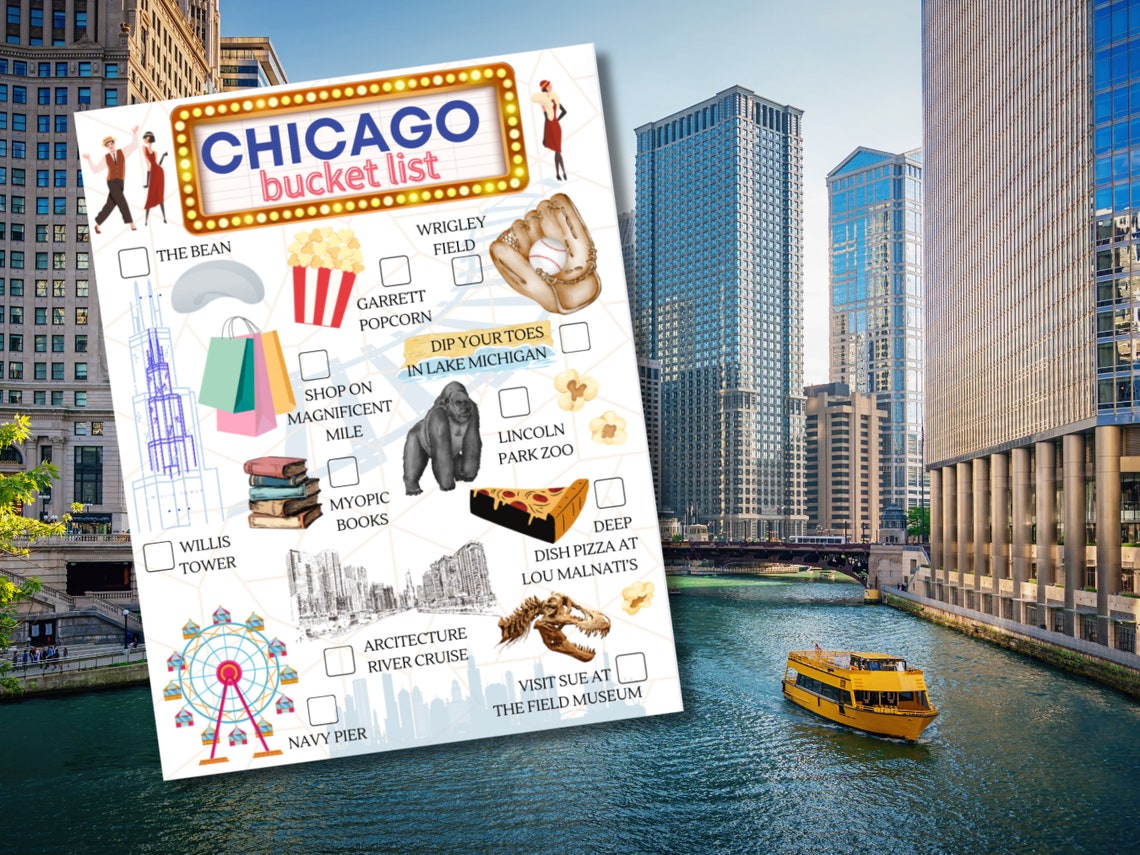 Chicago Bucket List / Illustrated Travel Guide/ Windy City To-do's - Etsy