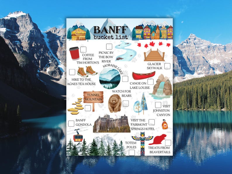 Banff Bucket List Printable Illustrated Checklist for Visiting Banff ...