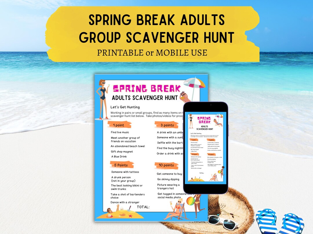 Spring Break Group Scavenger Hunt Game Perfect Vacation Activity for ...
