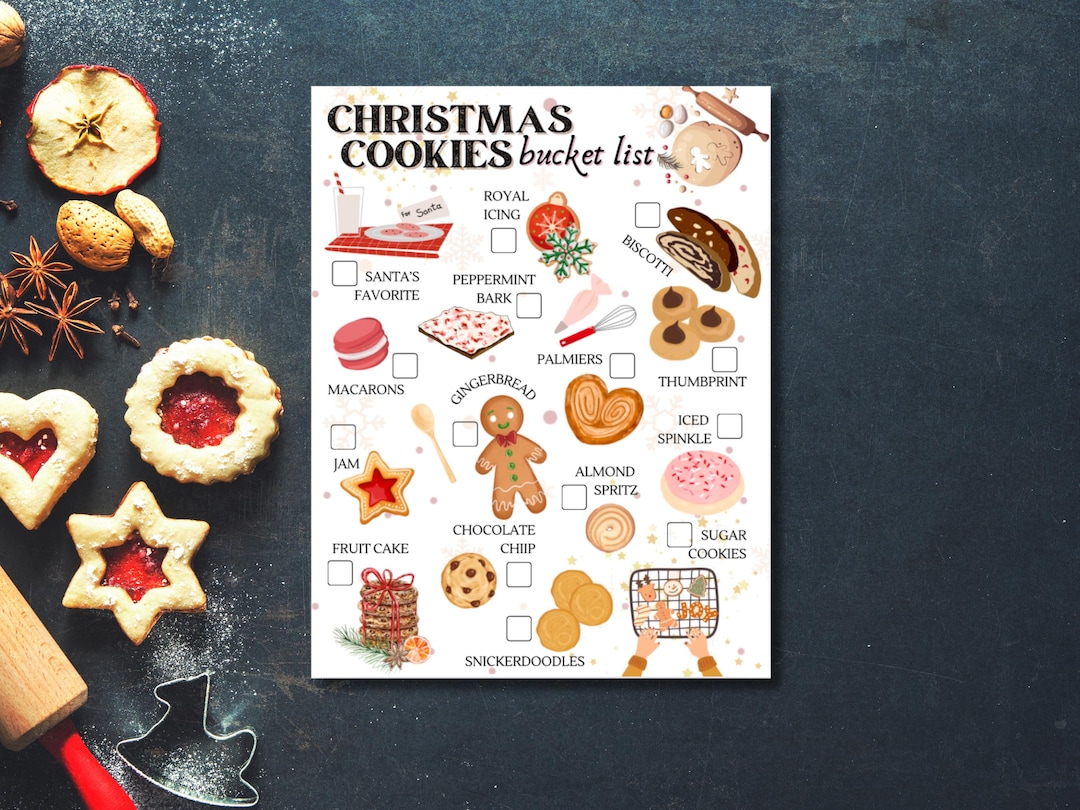 Christmas Cookies Bucket List/ Printable Holiday Baking Fun / Xmas ...