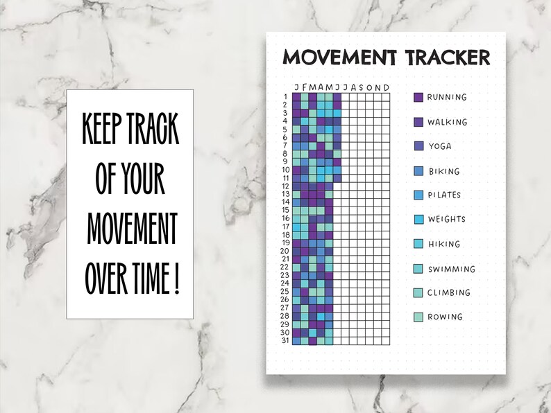 Movement Tracker PRINTABLE Tracker A5 Journal Page Activity Log Workout ...