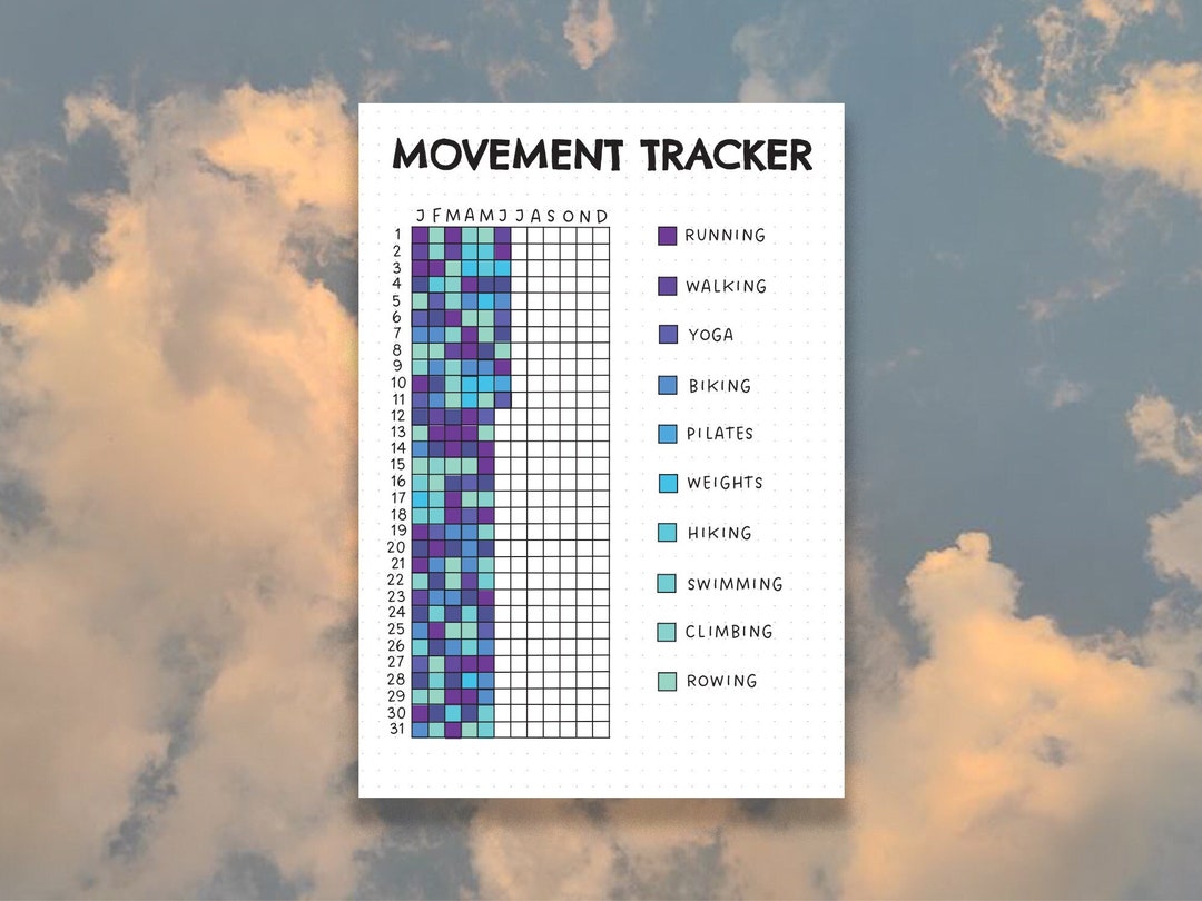 Movement Tracker PRINTABLE Tracker A5 Journal Page Activity Log Workout ...