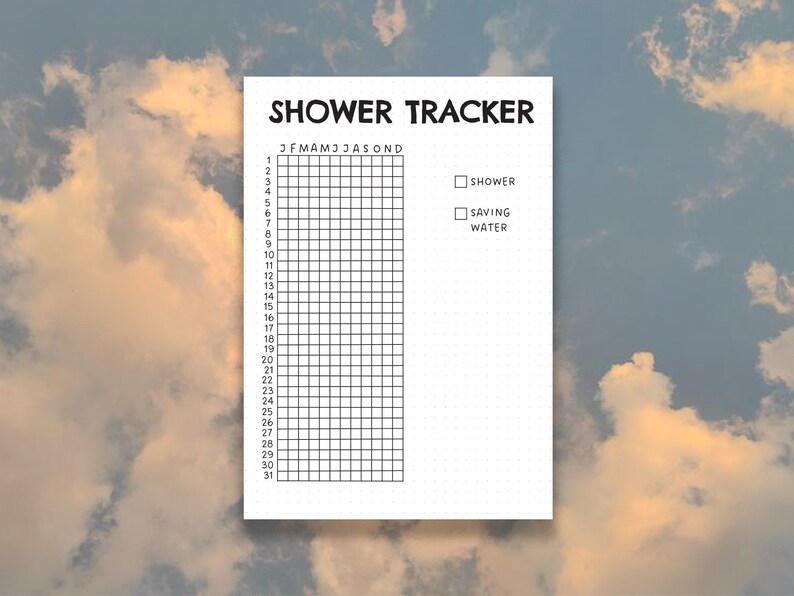 Shower Tracker PRINTABLE Tracker A5 Journal Page Daily Tracker Cleaning ...