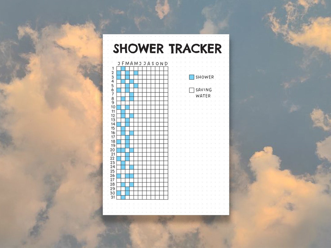 Shower Tracker PRINTABLE Tracker A5 Journal Page Daily Tracker Cleaning ...