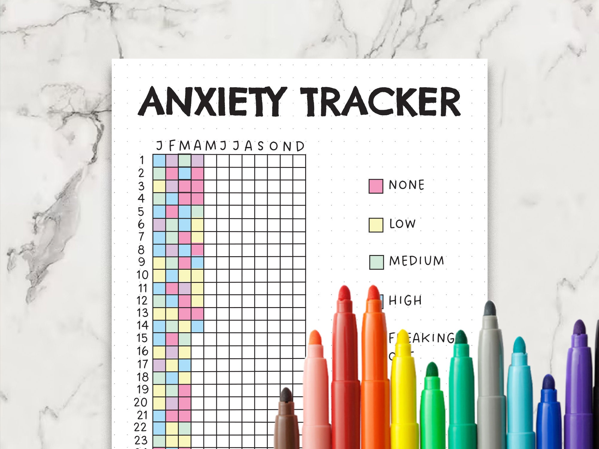 Anxiety Tracker PRINTABLE Tracker A5 Journal Page Anxiety Log Stress ...
