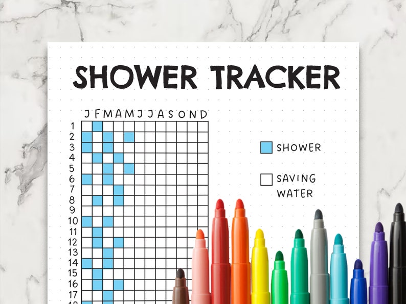 Shower Tracker PRINTABLE Tracker A5 Journal Page Daily Tracker Cleaning ...