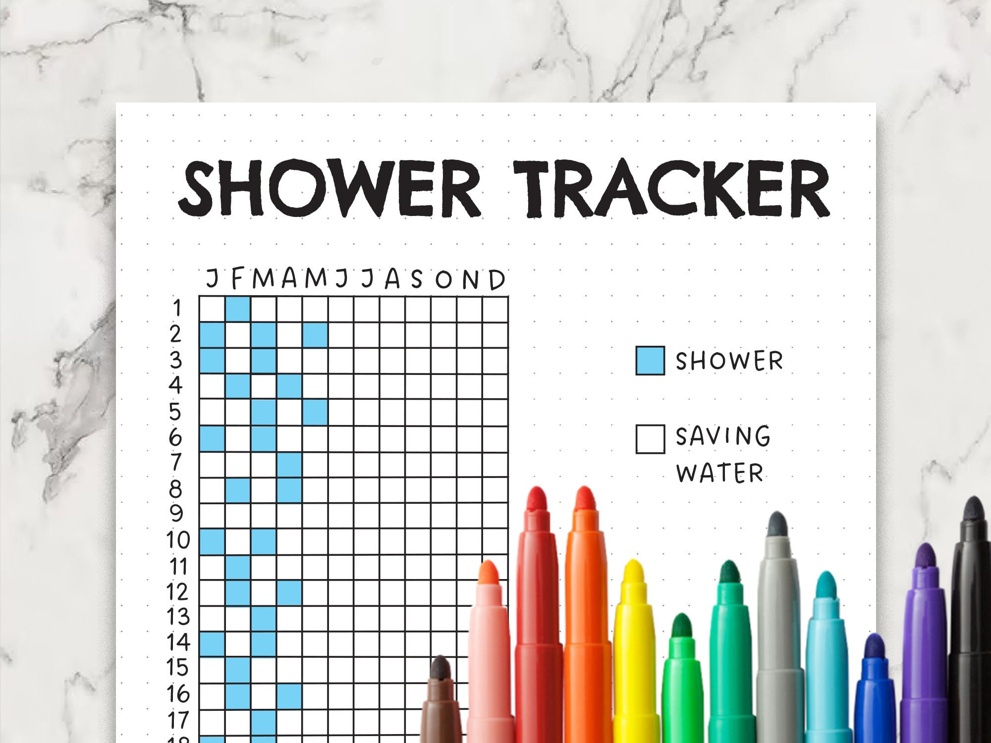 Shower Tracker PRINTABLE Tracker A5 Journal Page Daily Tracker Cleaning ...
