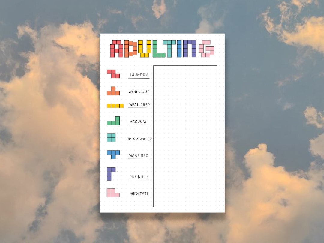 Adult Tetris Task Manager PRINTABLE A5 Journal Page Adulting Mood Log ...