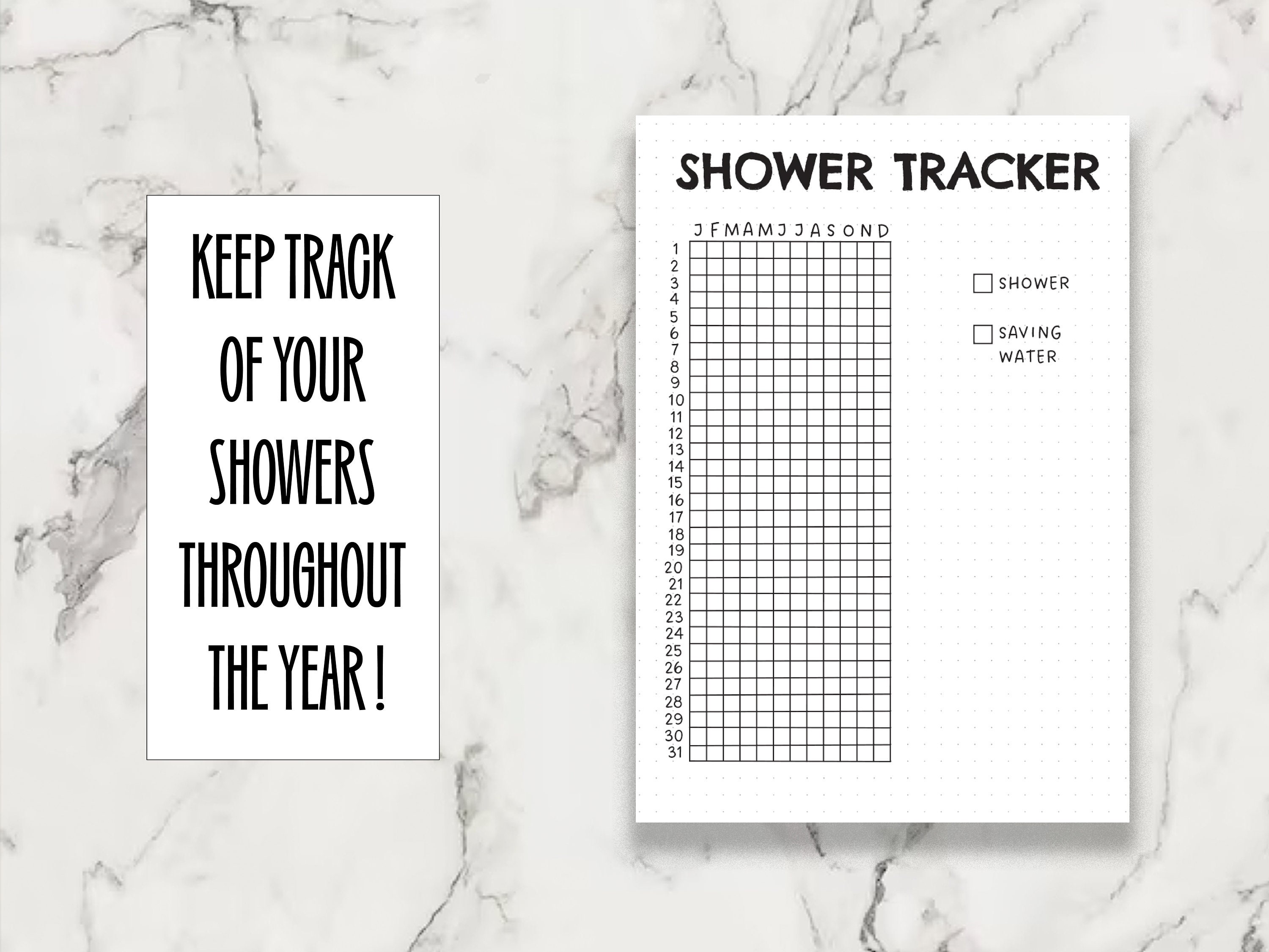 Shower Tracker PRINTABLE Tracker A5 Journal Page Daily Tracker Cleaning ...