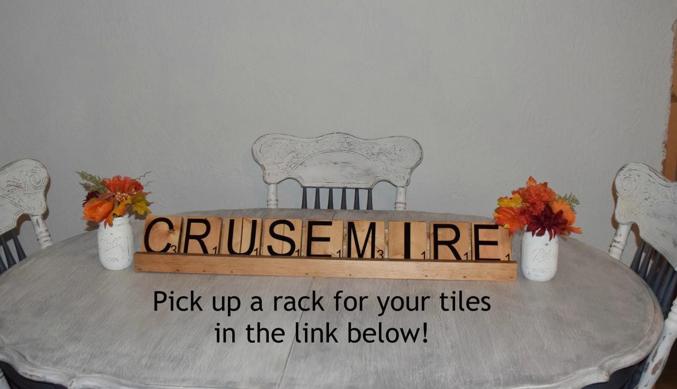 Oversized Scrabble Tile Rack| Scrabble Rack | Scrabble Racks | Rustic ...