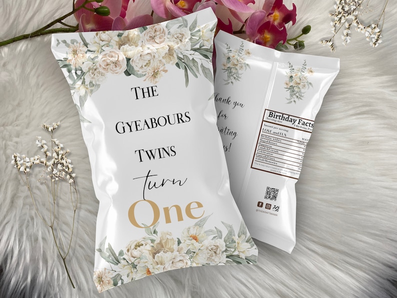 Personalised Chip Bags Flowers Chips Bag Customised Floral Crisp ...