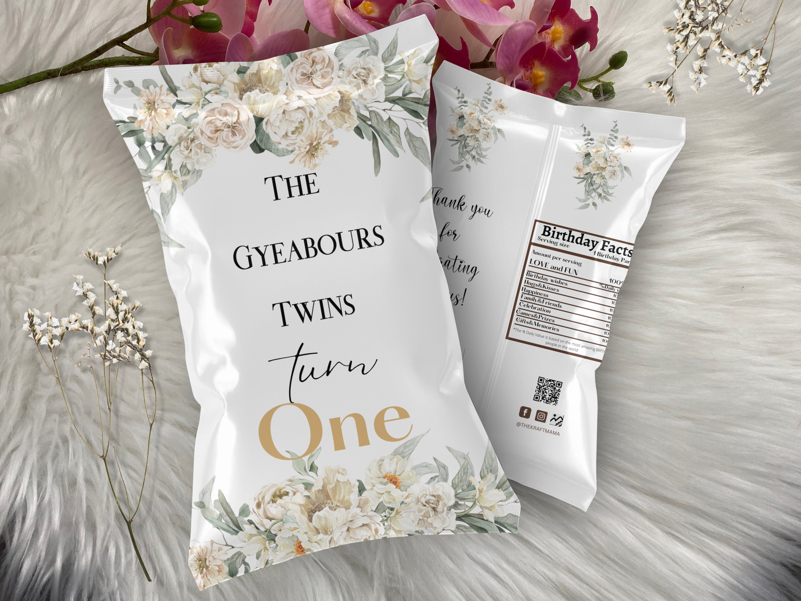 Personalised Chip Bags Flowers Chips Bag Customised Floral Crisp ...