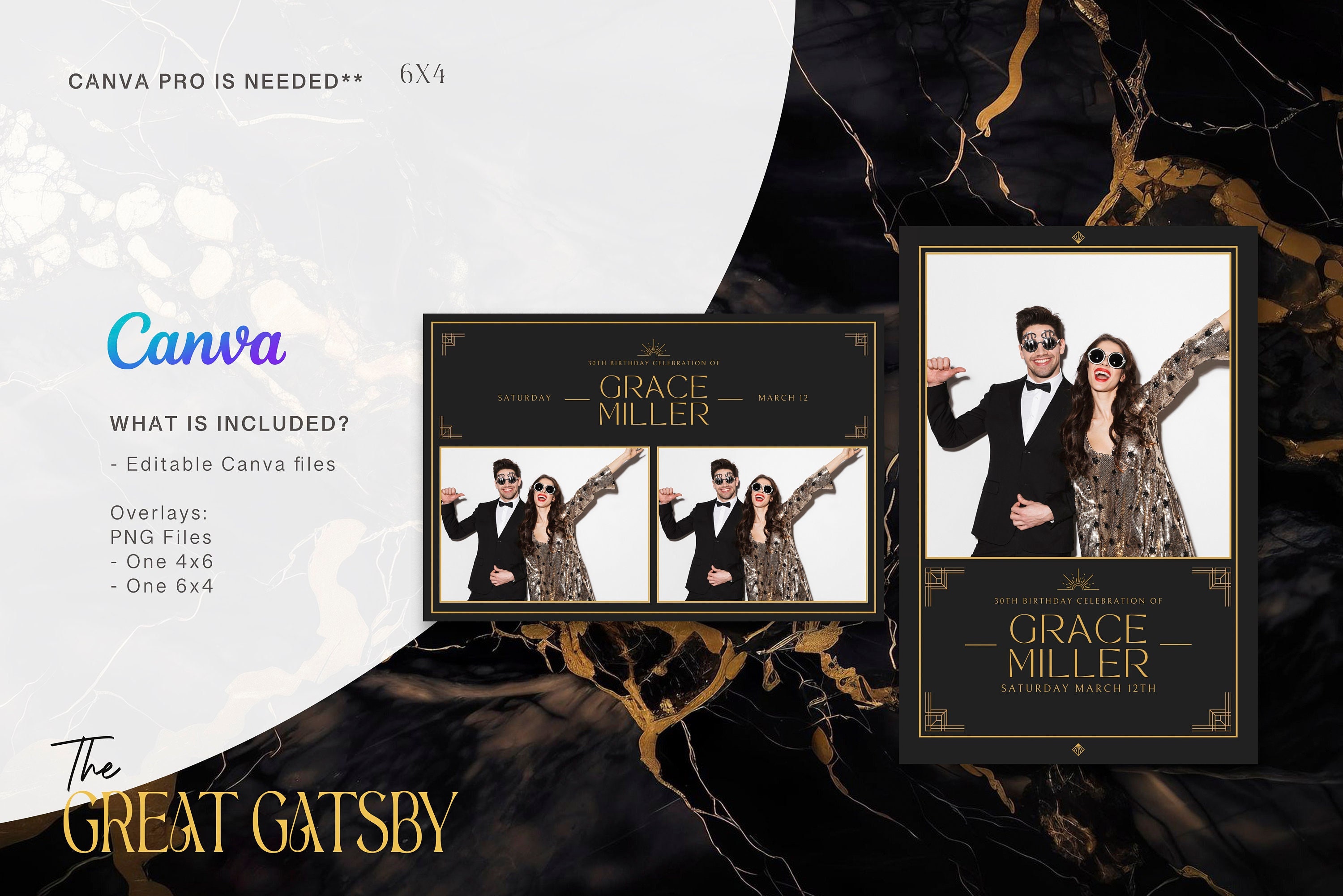 Great Gatsby Photo Booth Template | Canva Template - Etsy