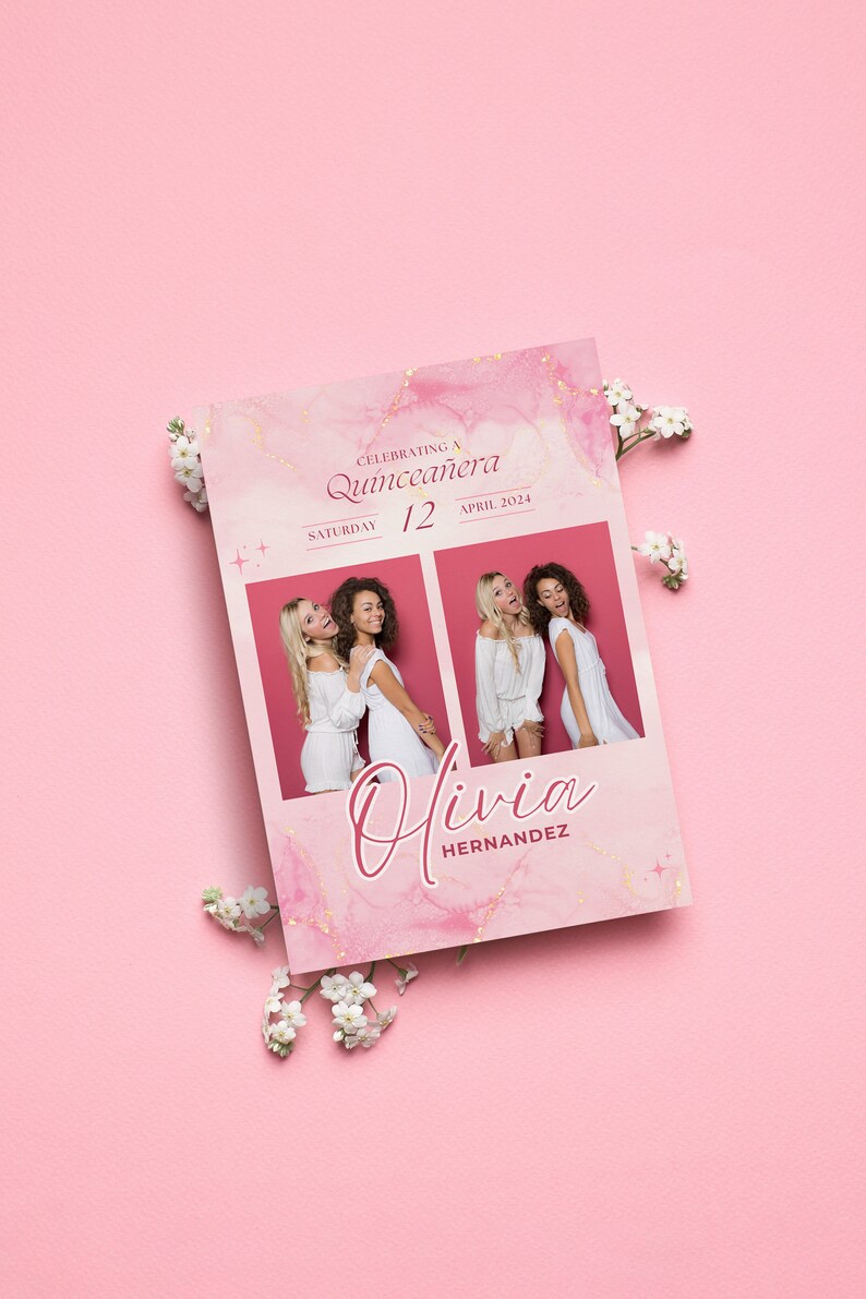 Quinceanera Pink Photo Booth Template Princess Themed Sweet 16 - Etsy