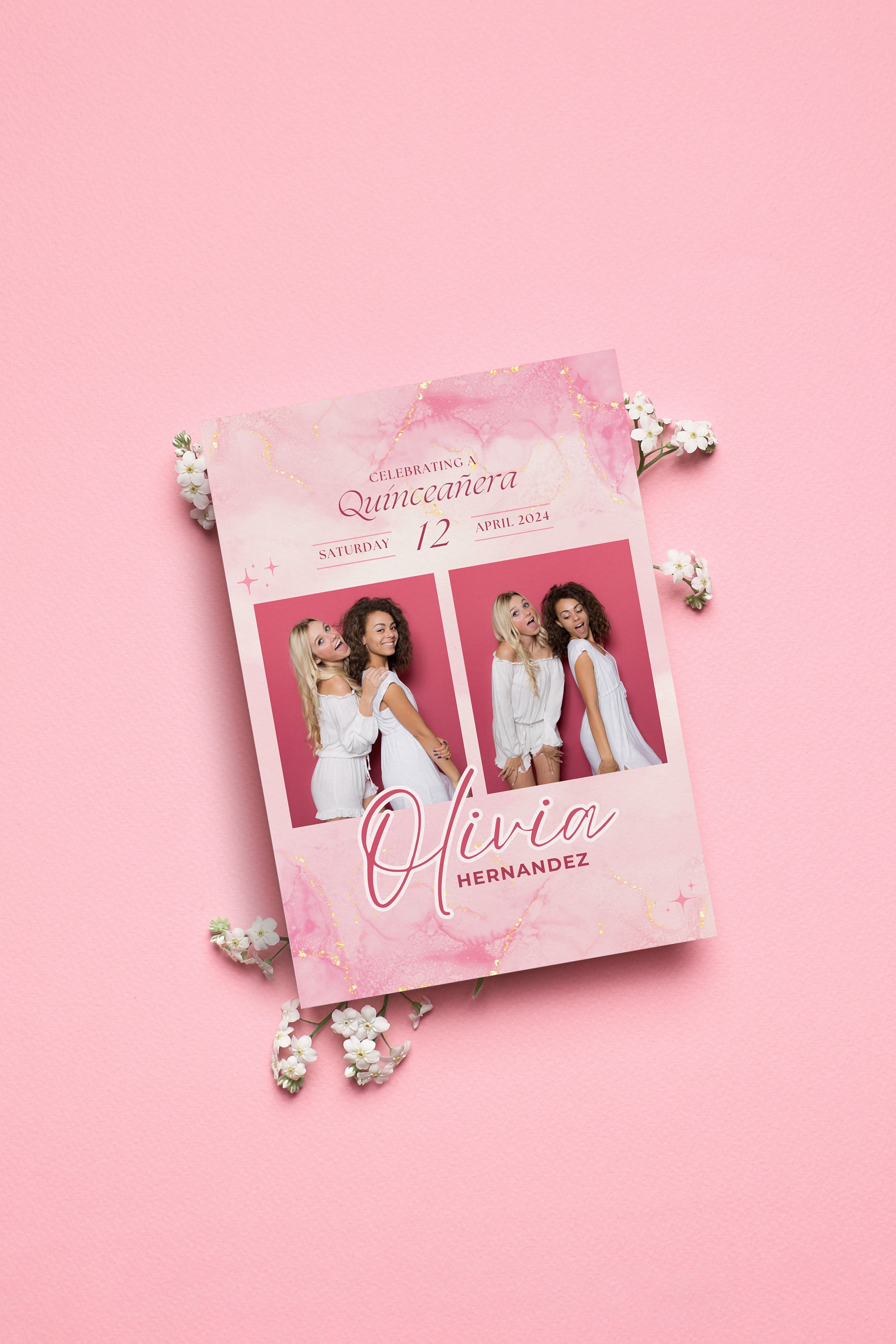 Quinceanera Pink Photo Booth Template Princess Themed Sweet 16 - Etsy