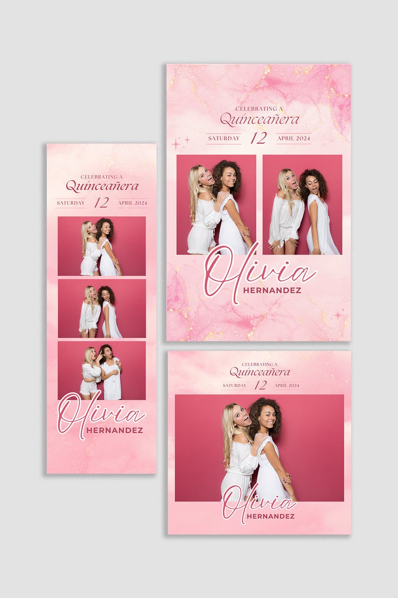 Quinceanera Pink Photo Booth Template Princess Themed Sweet 16 - Etsy