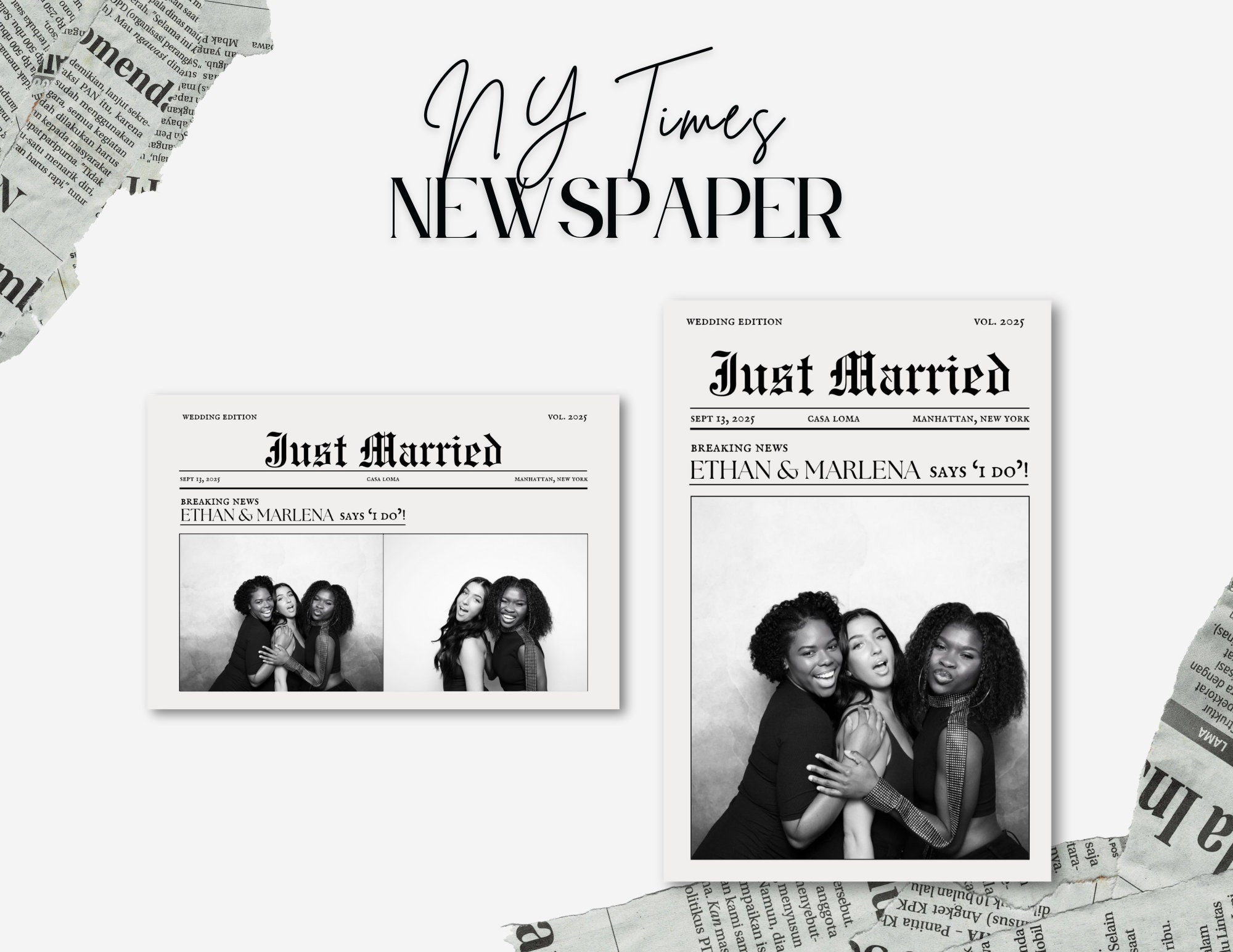 NY Times Newspaper - 4x6 Photo Booth Template | 6x4 Photo Booth ...