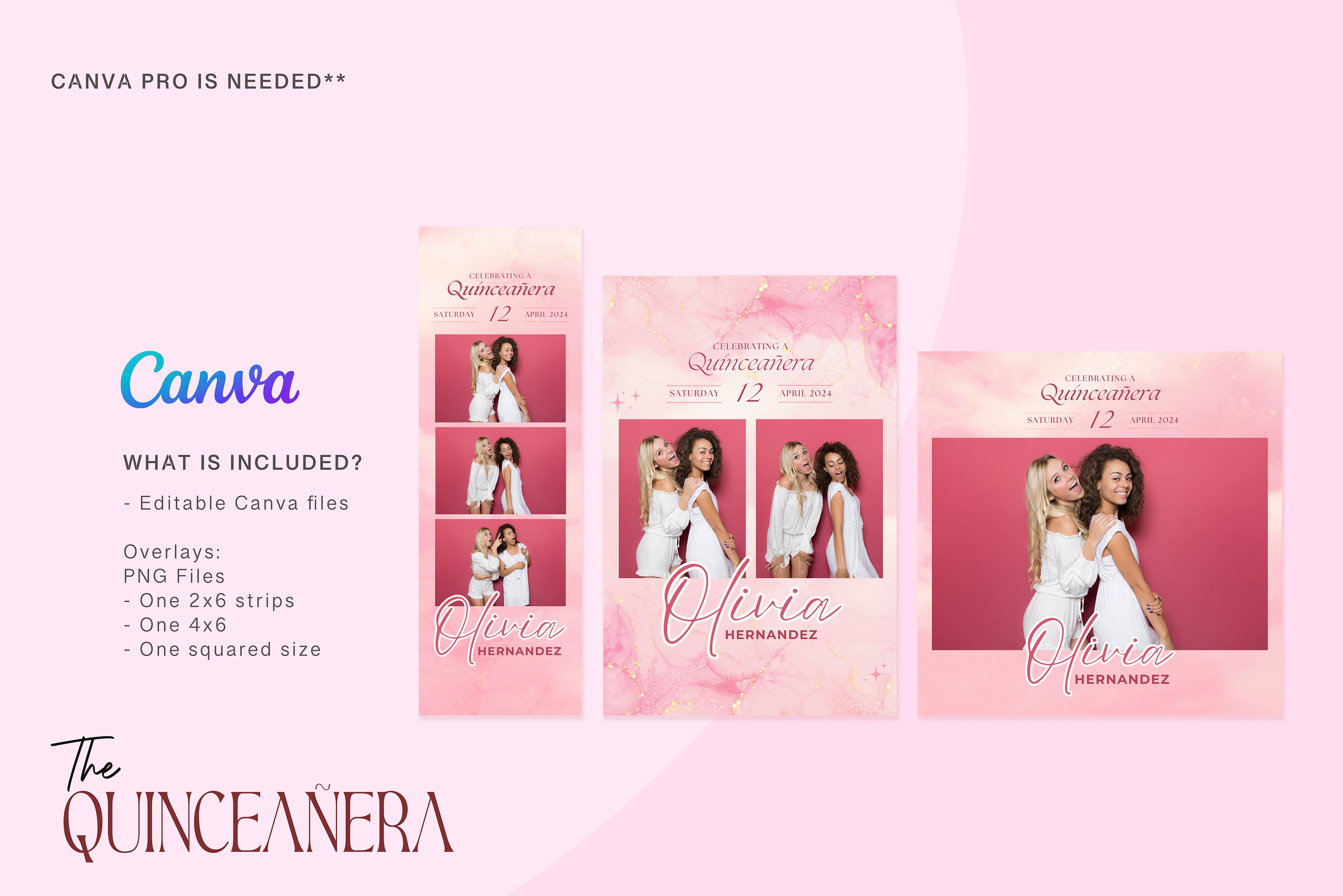 Quinceanera Pink Photo Booth Template Princess Themed Sweet 16 - Etsy