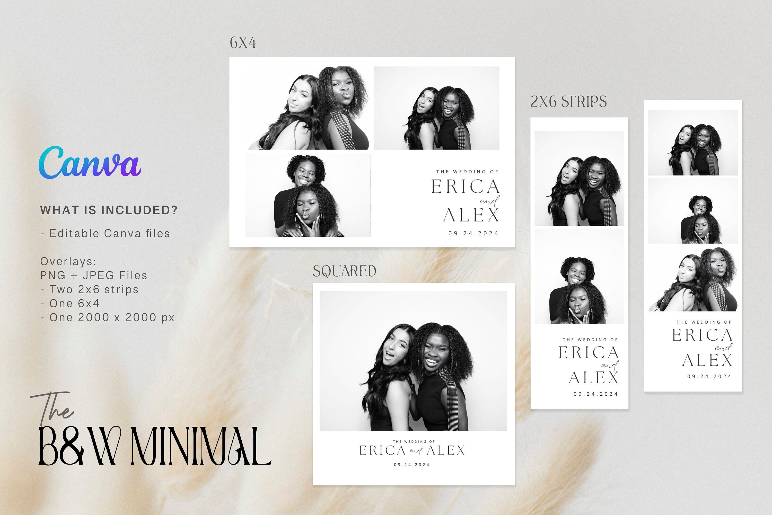 Black and White Minimal 2x6 Photo Booth Template 4x6 Photo Booth ...