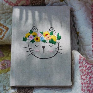 Handmade Cat Notebook With Floral Crown Embroidery Vietnamese Hand ...
