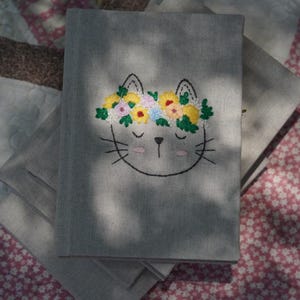 Handmade Cat Notebook With Floral Crown Embroidery Vietnamese Hand ...