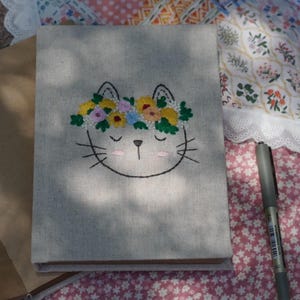 Handmade Cat Notebook With Floral Crown Embroidery Vietnamese Hand ...