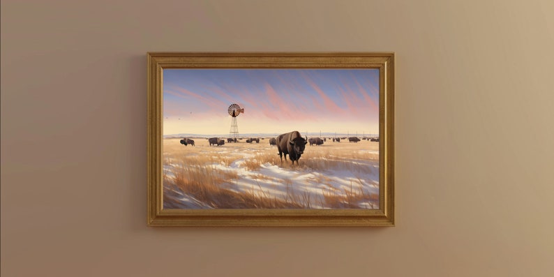 North American Bison | Winter Plains | Tranquil Painting | American ...