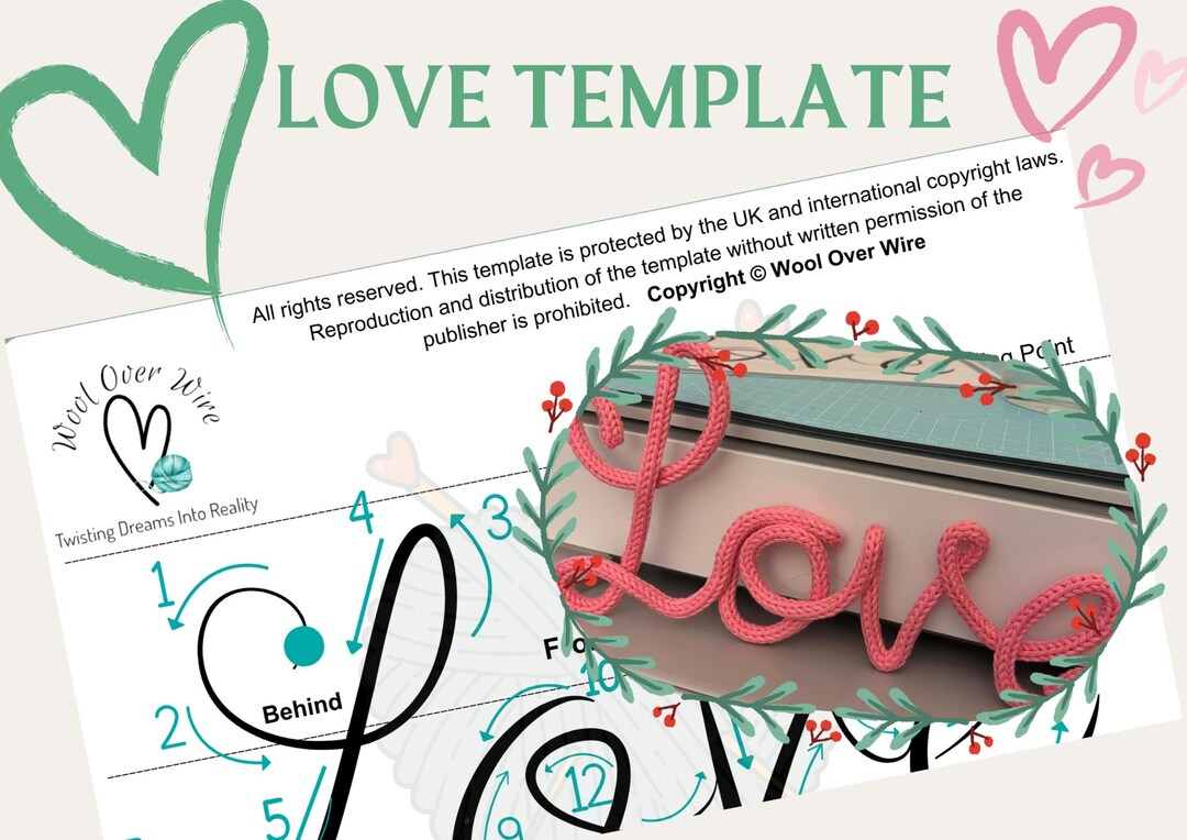 Knitted Wool Wire Art Template - Printable - the Word Love - Valentine ...