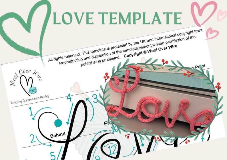 Knitted Wool Wire Art Template - Printable - the Word Love - Valentine ...