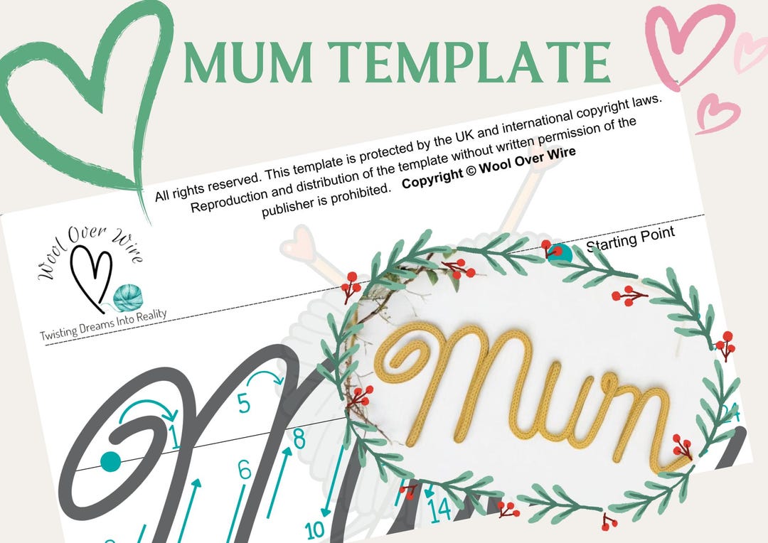Knitted Wool Wire Art Template - Printable - the Word - Mum - Mothers ...