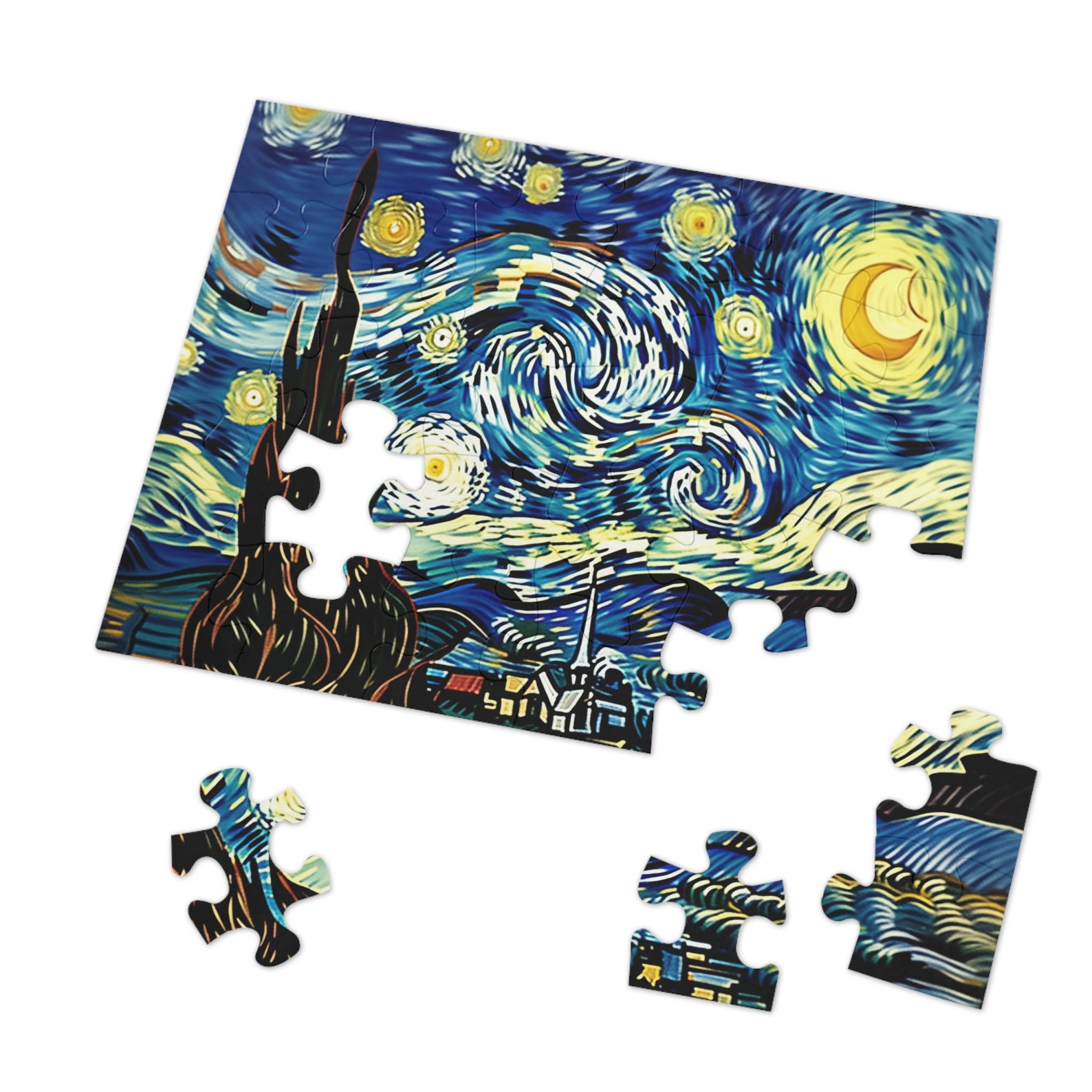Starry Night Jigsaw Puzzle, Van Gogh Inspired, Art Lover Gift, 1000 ...