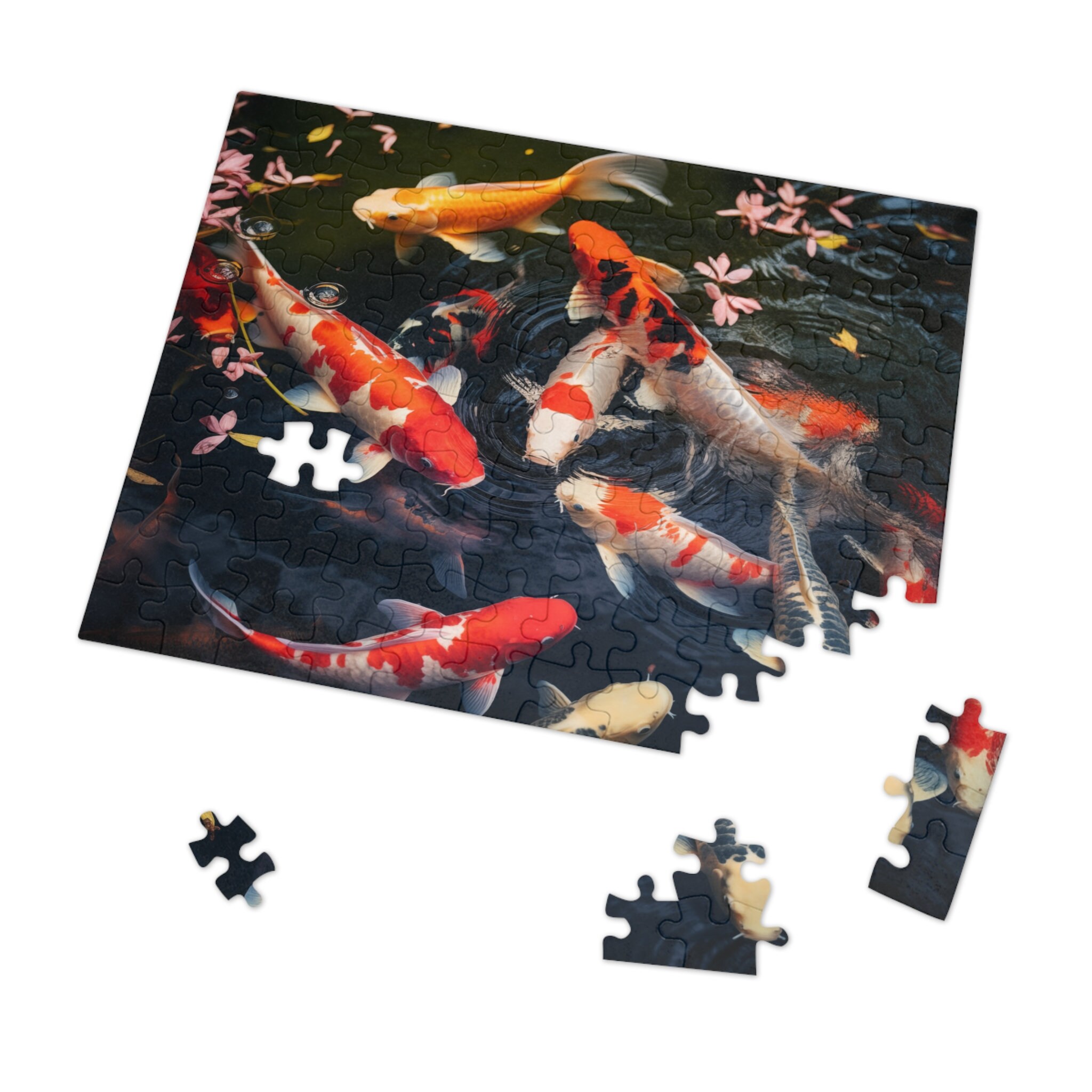 Koi Fish Pond Jigsaw Puzzle, Serene Water Garden Puzzle, Vibrant Colors ...