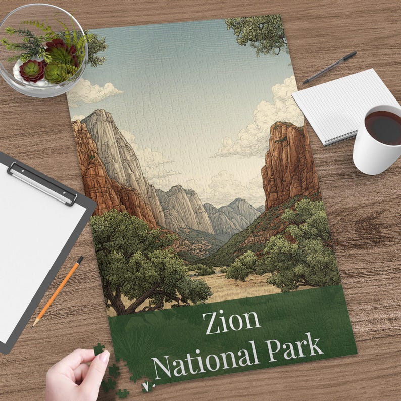 Zion National Park Puzzle, Scenic Landscape Puzzle, Travel Art Puzzle ...